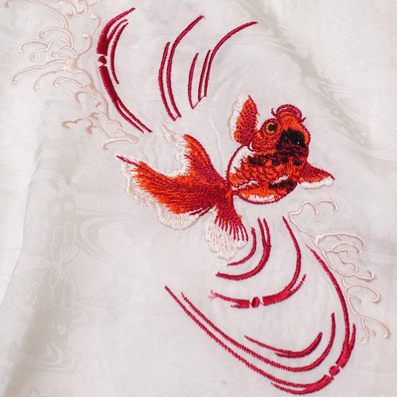 HANATABIGAKUDAN Cherry Blossom Goldfish Embroidery Jacquard Shirt ...